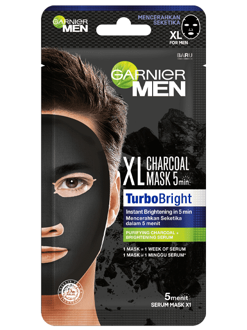 Garnier Men | TurboBright XL Charcoal Serum Sheet Mask